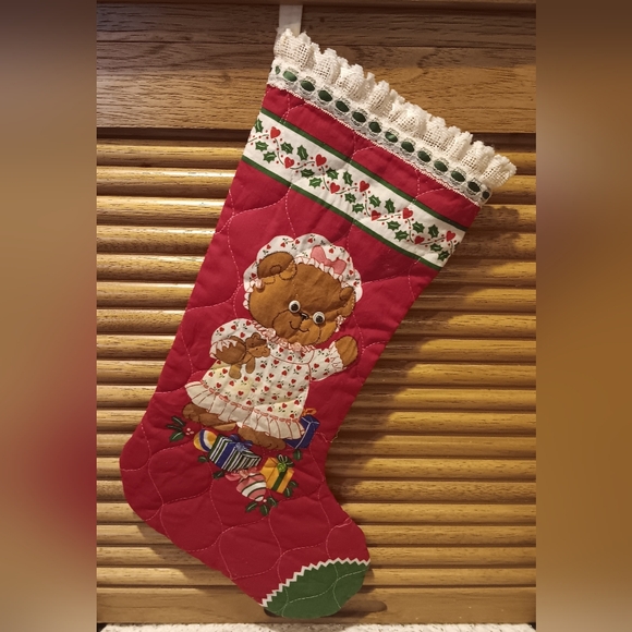 Handmade | Holiday | Vintage 8s Teddy Bear Handmade Stocking | Poshmark